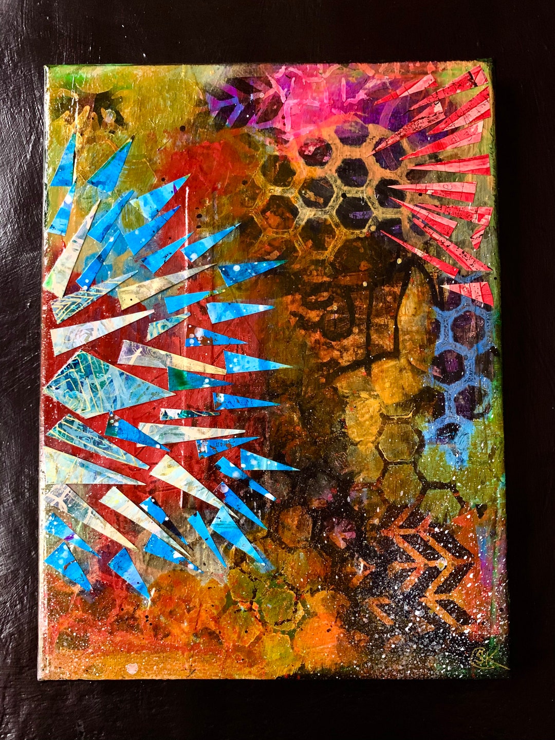 Abstract, Mixed Media Collage Painting-small Wall Art by Shannon ...
