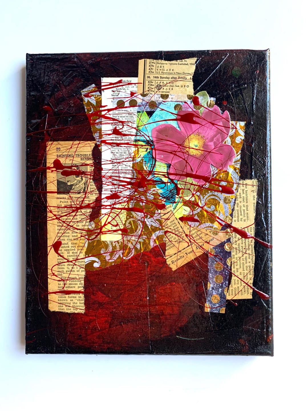 Original Mixed Media Collage Painting: Abstract Art on Canvas, 8x10 - Etsy