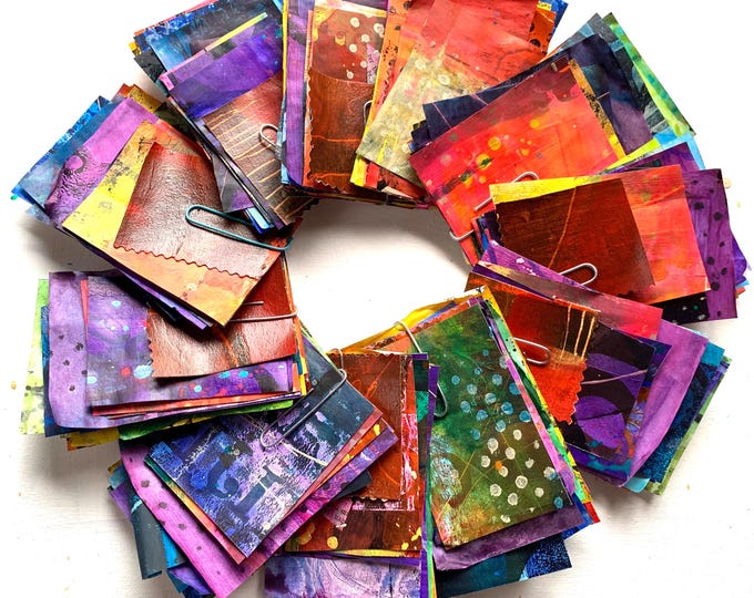Rainbow Grunge Mini Mystery Pack-painted Paper Ephemera-small, Hand ...