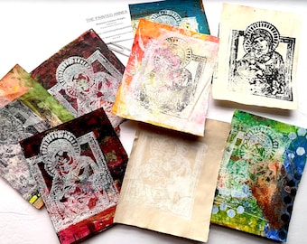 40 Mini Mystery-hand Painted Paper Ephemera-hand Painted, Mixed Media ...