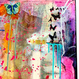 Original Art-butterfly, Abstract, Hot Pink Whimsical Painting-acrylic ...