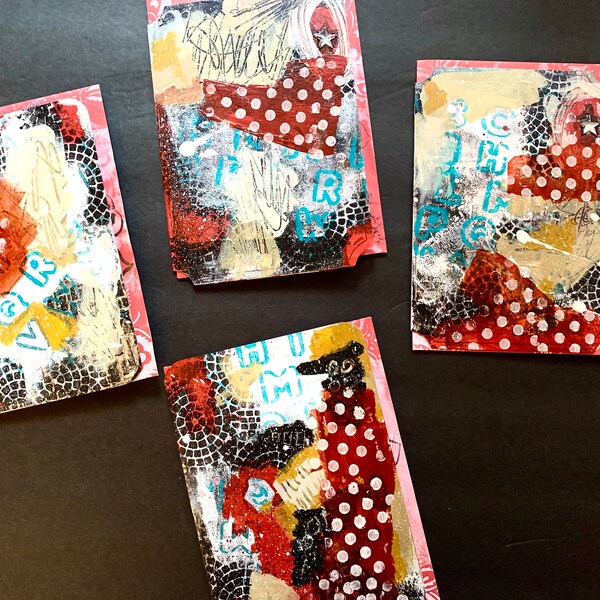 Gelli Print Greeting Cards - Etsy