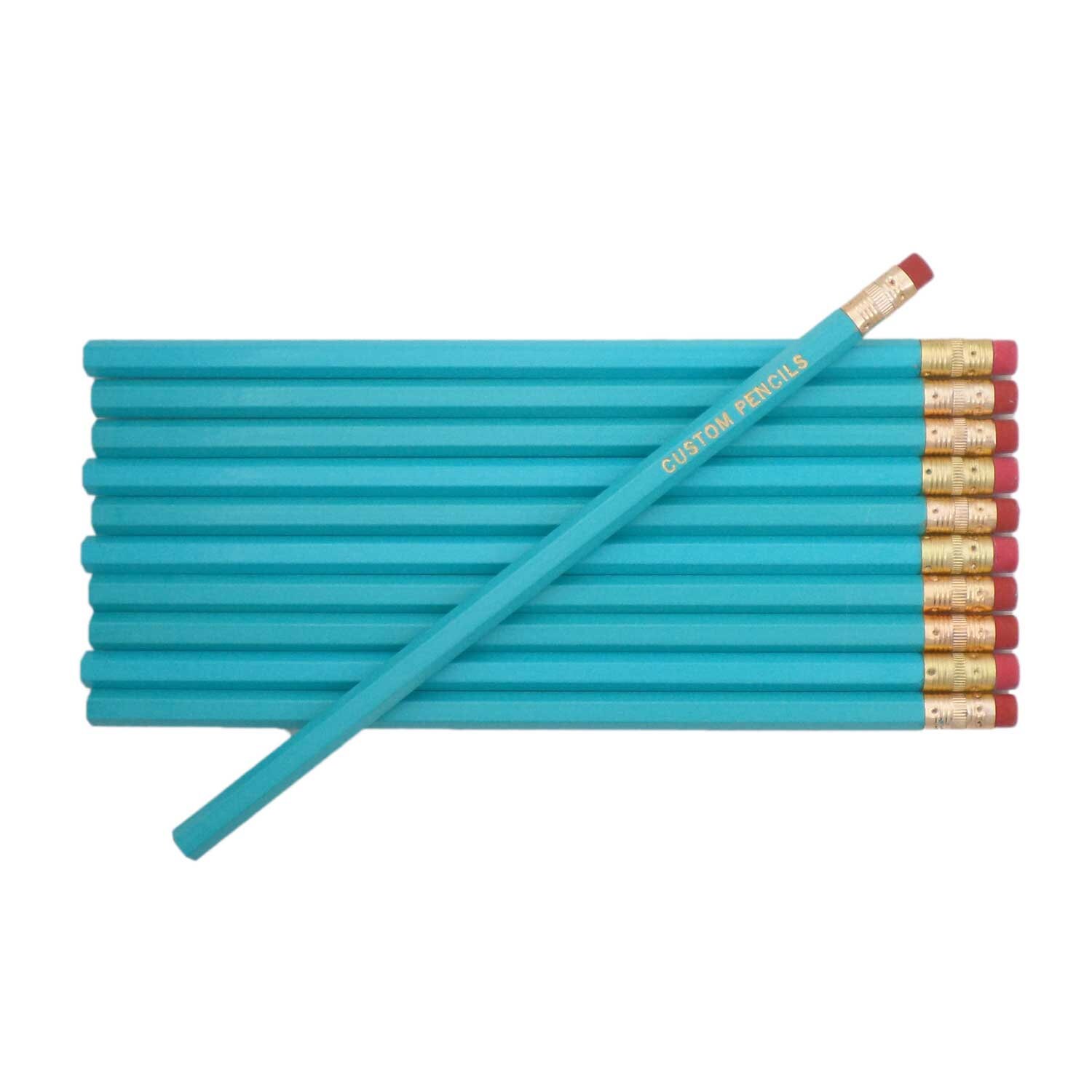 Turquoise Custom Pencils 10 Personalized Pencils Name | Etsy