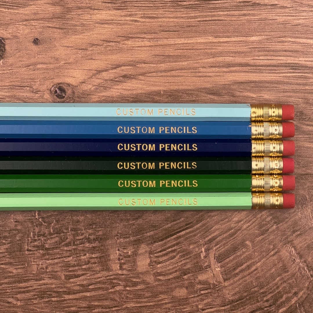 Green and Blue Custom Pencil Set - Personalized Pencils, Custom Gift ...