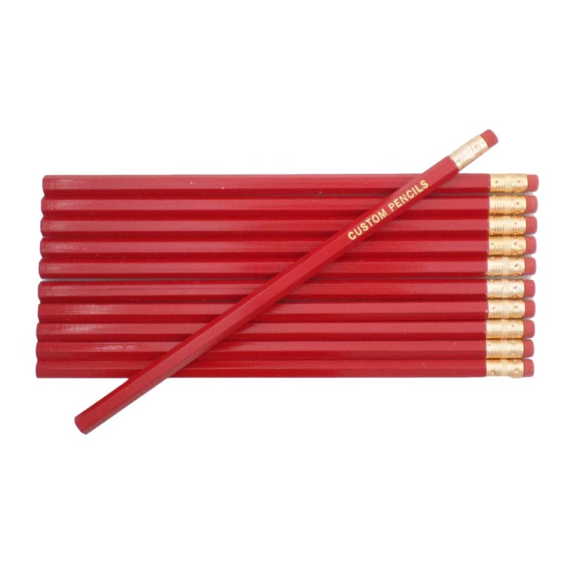 Red Custom Pencils 10 Personalized Pencils Name Pencils - Etsy
