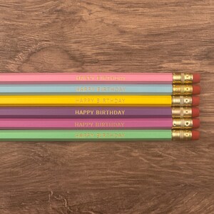 Birthday Pencils - Party Favors - Goody Bag, Engraved Pencils, Stamped ...