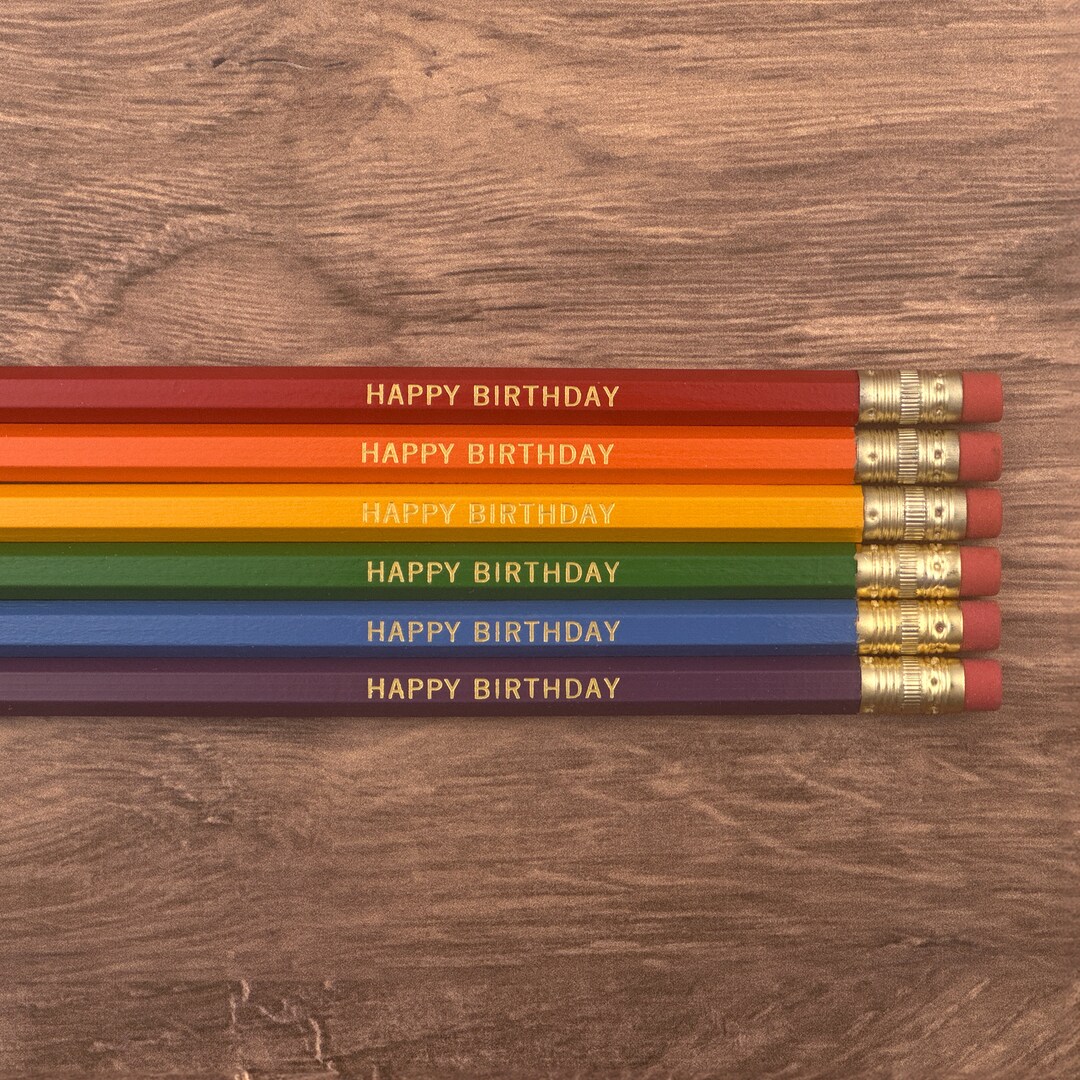 Birthday Pencils - Party Favors - Goody Bag, Engraved Pencils, Stamped ...