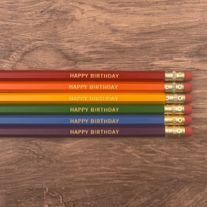 Birthday Pencils - Party Favors - Goody Bag, Engraved Pencils, Stamped ...