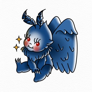 Kewpie Mothman Sticker Halloween Kewpie Mothman Sticker - Etsy
