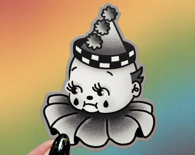 Sad Kewpie Clown Sticker, Clowncore Stickers, Retro Circus, Creepy ...