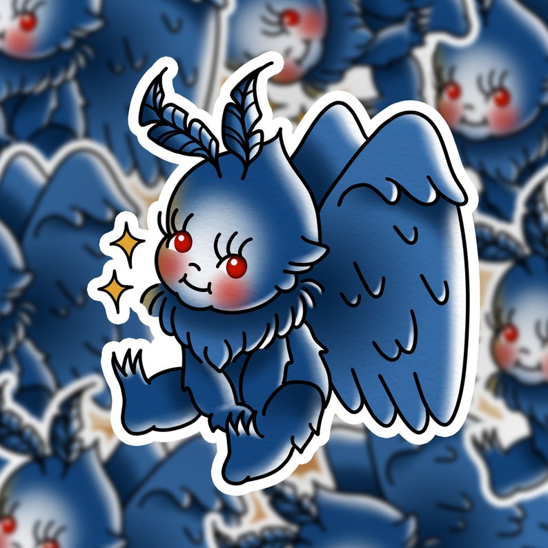 Kewpie Mothman Sticker, Halloween Kewpie, Mothman Sticker, Kewpie Doll ...