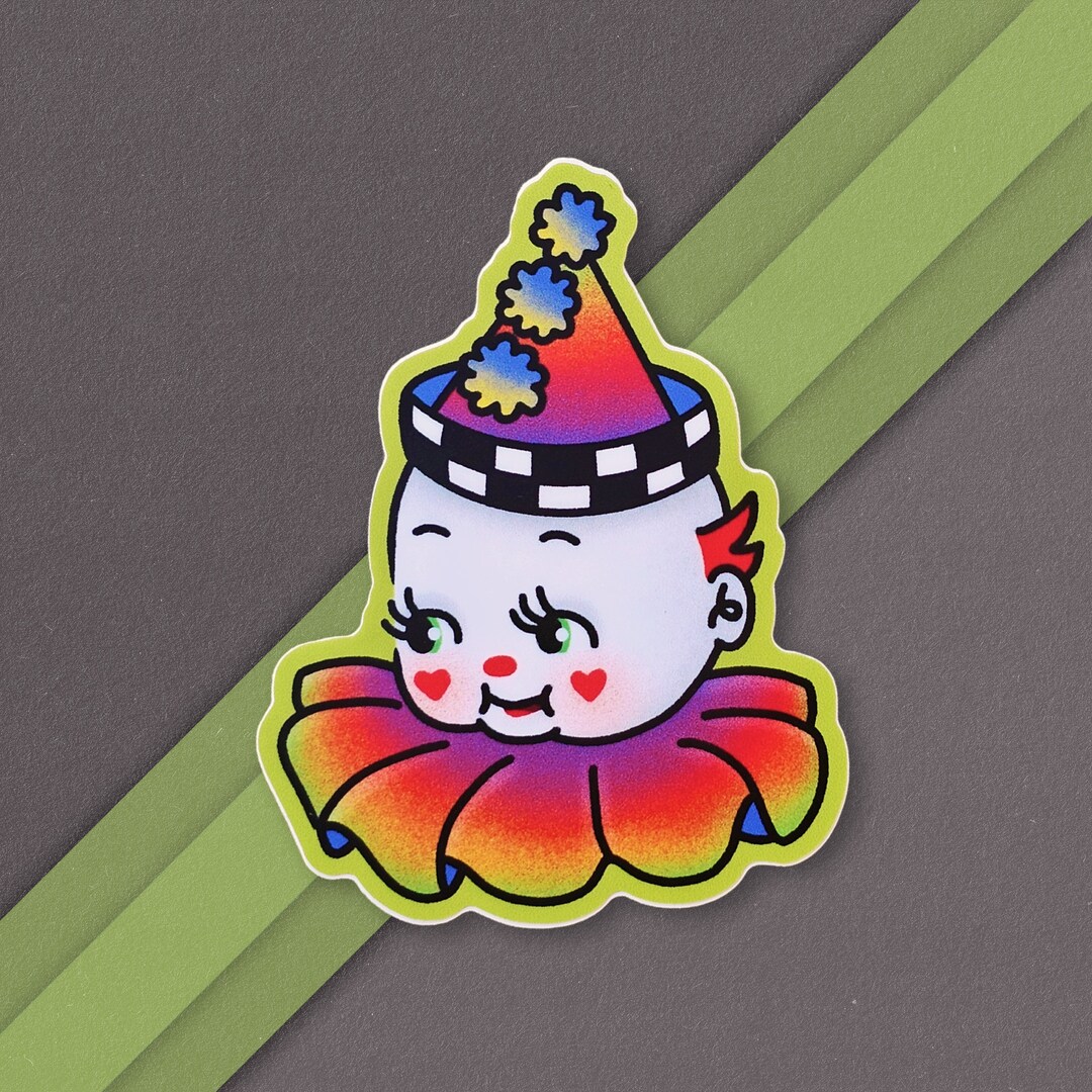 Kewpie Clown Sticker, Clowncore Stickers, Retro Circus, Creepy Stickers ...