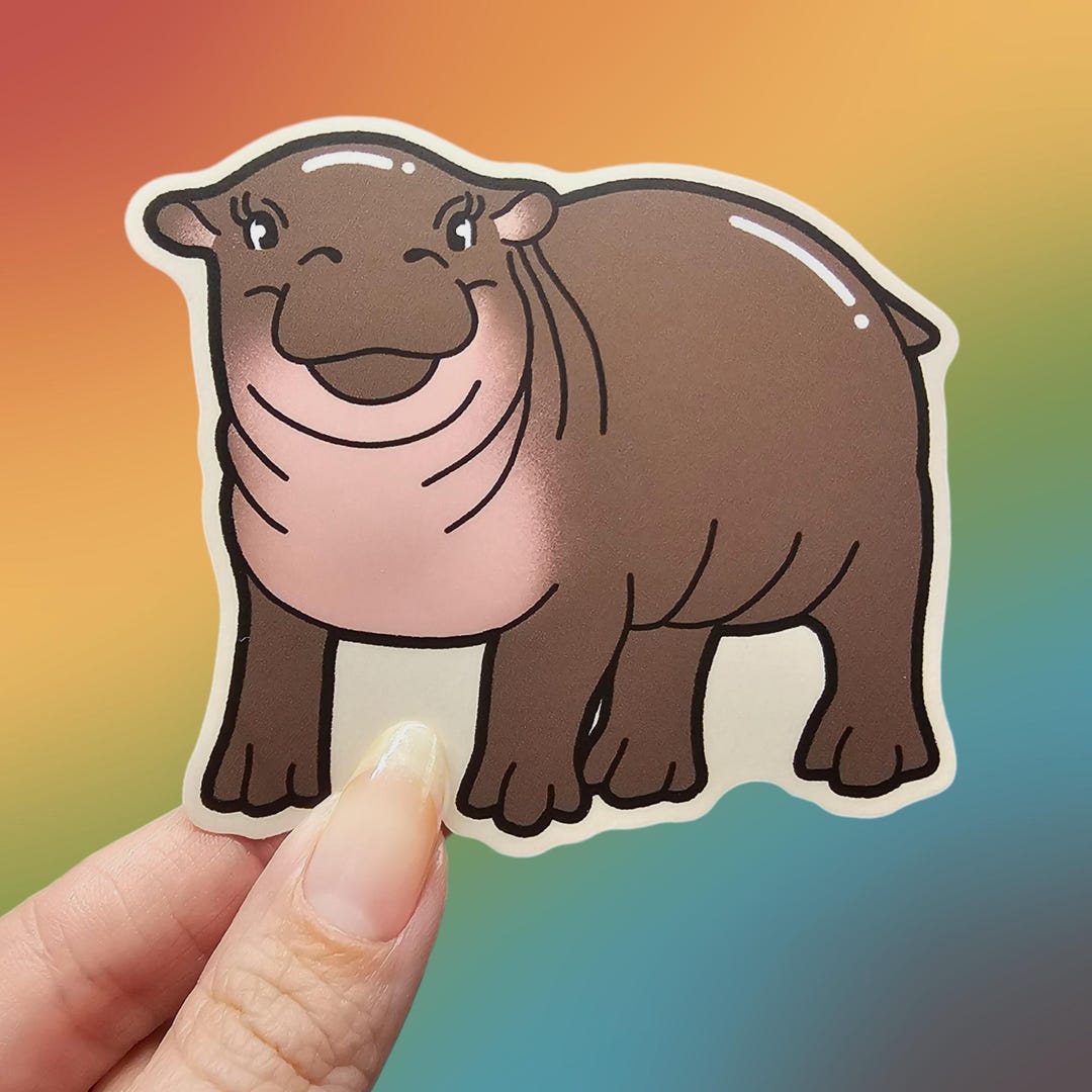 Moo Deng Hippo Sticker, Hippo Sticker Pack, Waterproof Vinyl Stickers ...