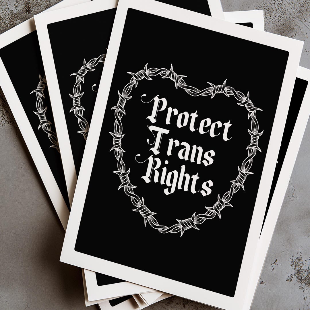 Protect Trans Rights Art Print, Gothic Barbed Wire Heart Wall Decor - Etsy