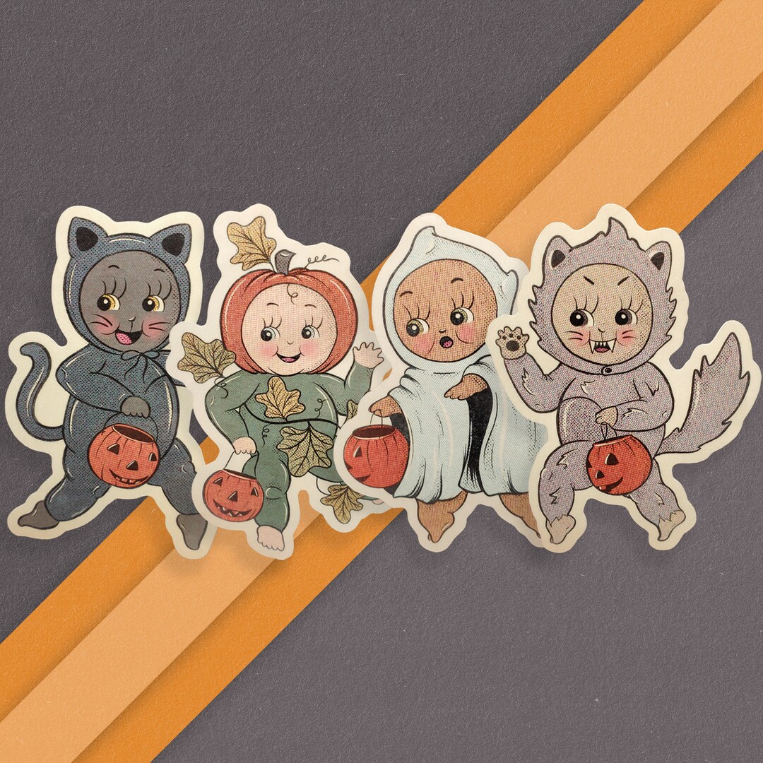 Halloween Kewpie Doll Vintage Stickers, Trick or Treat, Cute Laptop ...