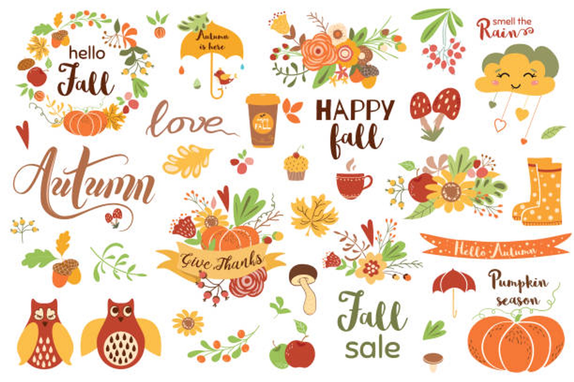 Autumn Clip Art Images - Etsy