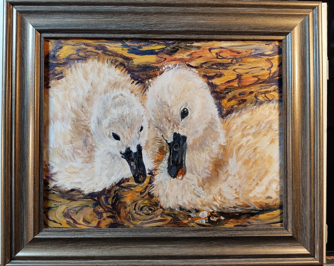 Cygnets Catch Framed 8x10 Original Oil Painting by Me, and Free Gift ...