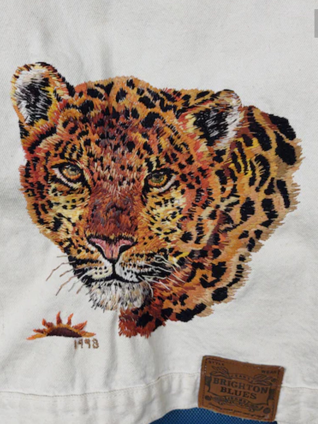 Vintage Original Embroidered Denim Coat: Brighton Blues Leopard Jacket ...