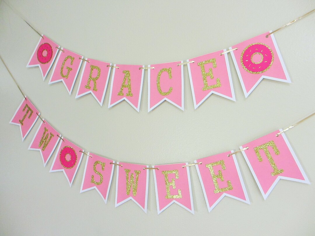 Two Sweet Banner, Two Sweet Birthday Banner, 2nd Birthday Banner, Donut ...