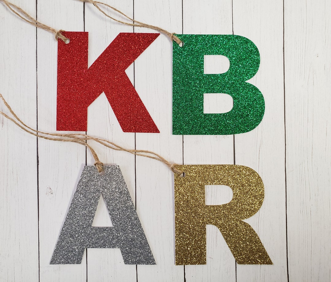 Custom Initial Glitter Tag, Alphabet Glitter Tag, Glitter Gift Tag ...