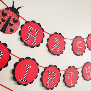 Lady Bug Custom Birthday Banner Lady Bug Happy Birthday | Etsy