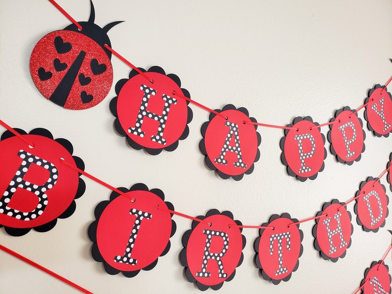 Lady Bug Custom Birthday Banner Lady Bug Happy Birthday | Etsy
