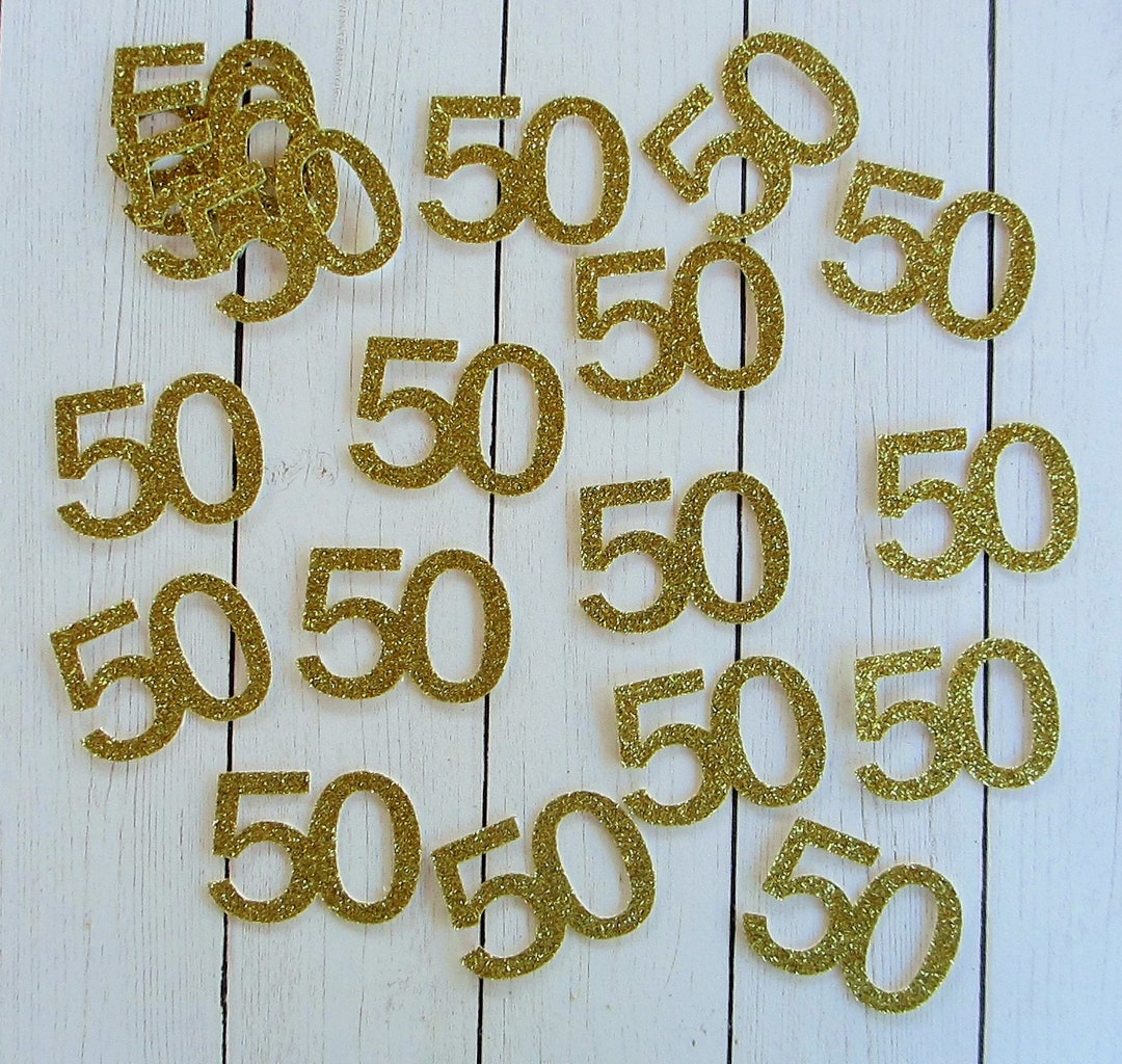 50 Ct. 50th Birthday Confetti, Gold Glitter Birthday Confetti, Age ...