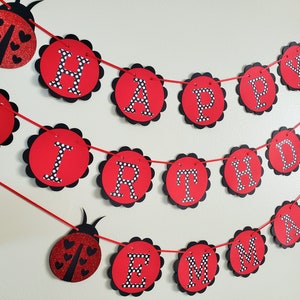 Lady Bug Custom Birthday Banner Lady Bug Happy Birthday | Etsy