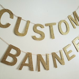 Custom Banner, Glitter Custom Banner, Personalized Banner, 5" Letters ...