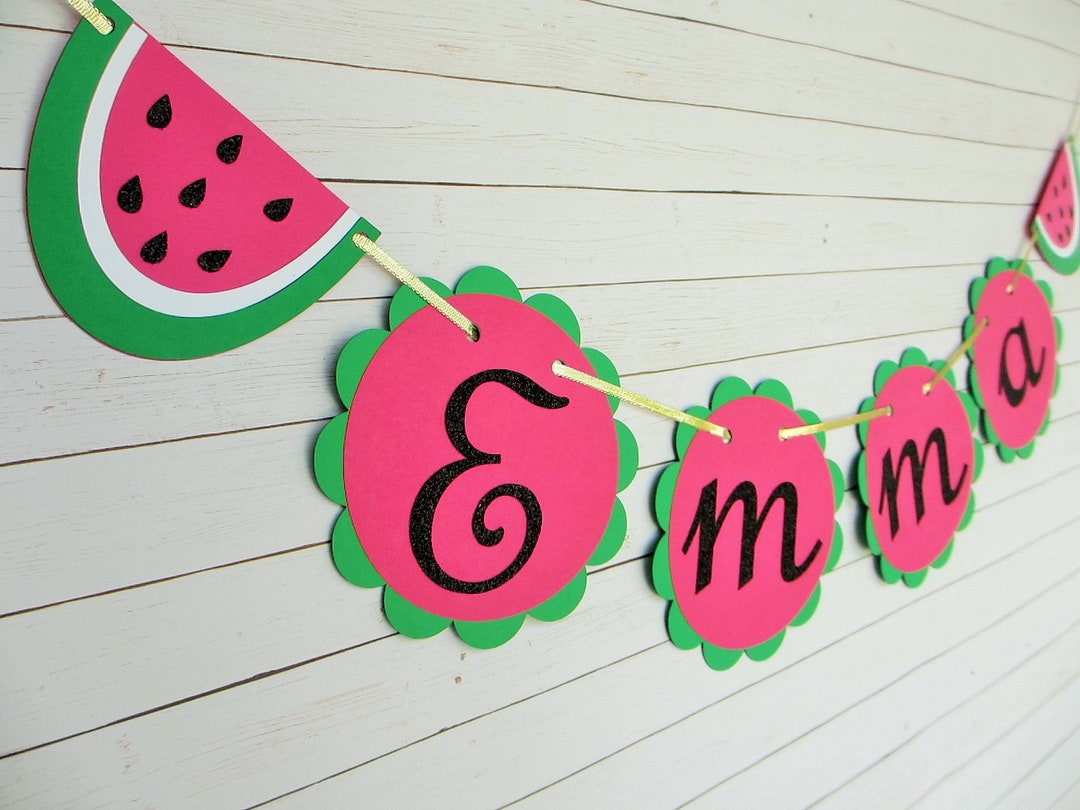 Watermelon Custom Name Banner, Name Banner, Watermelon Birthday Banner ...