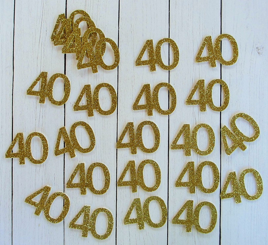 50 Ct. 40th Birthday Confetti, Gold Glitter Birthday Confetti, Age ...