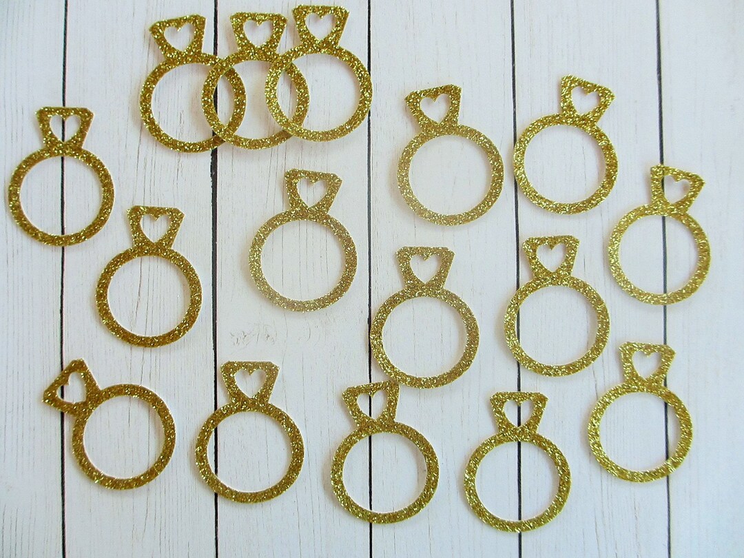 50 Ct. Gold Ring Confetti, Bachelorette Party, Silver and Gold Glitter ...