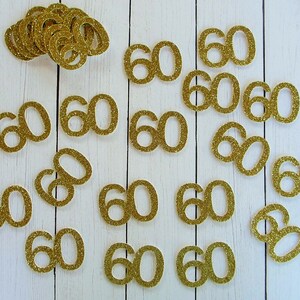50 Ct. 60th Birthday Confetti, Gold Glitter Birthday Confetti, Age ...
