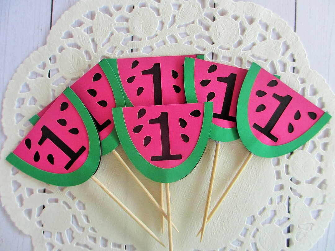 Watermelon Cupcake Toppers, Watermelon Birthday Decorations, Birthday ...