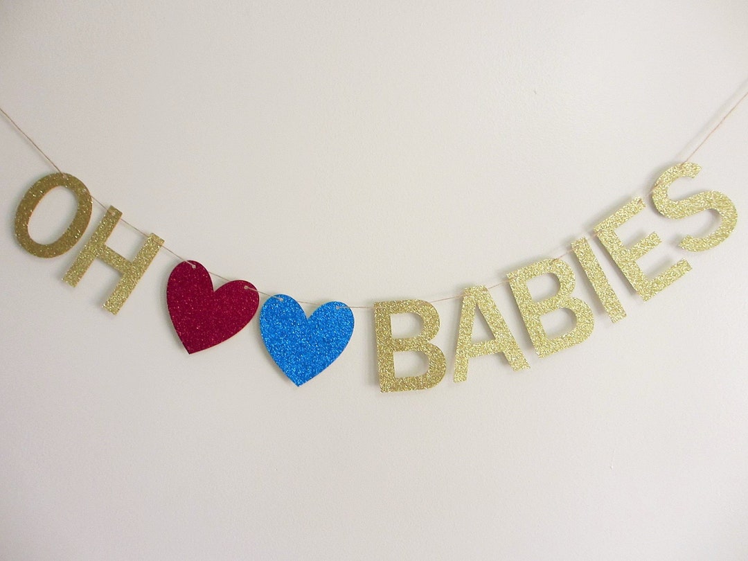 Twins Banner, Twins Baby Shower, Gold Glitter Banner, Twins Gender ...