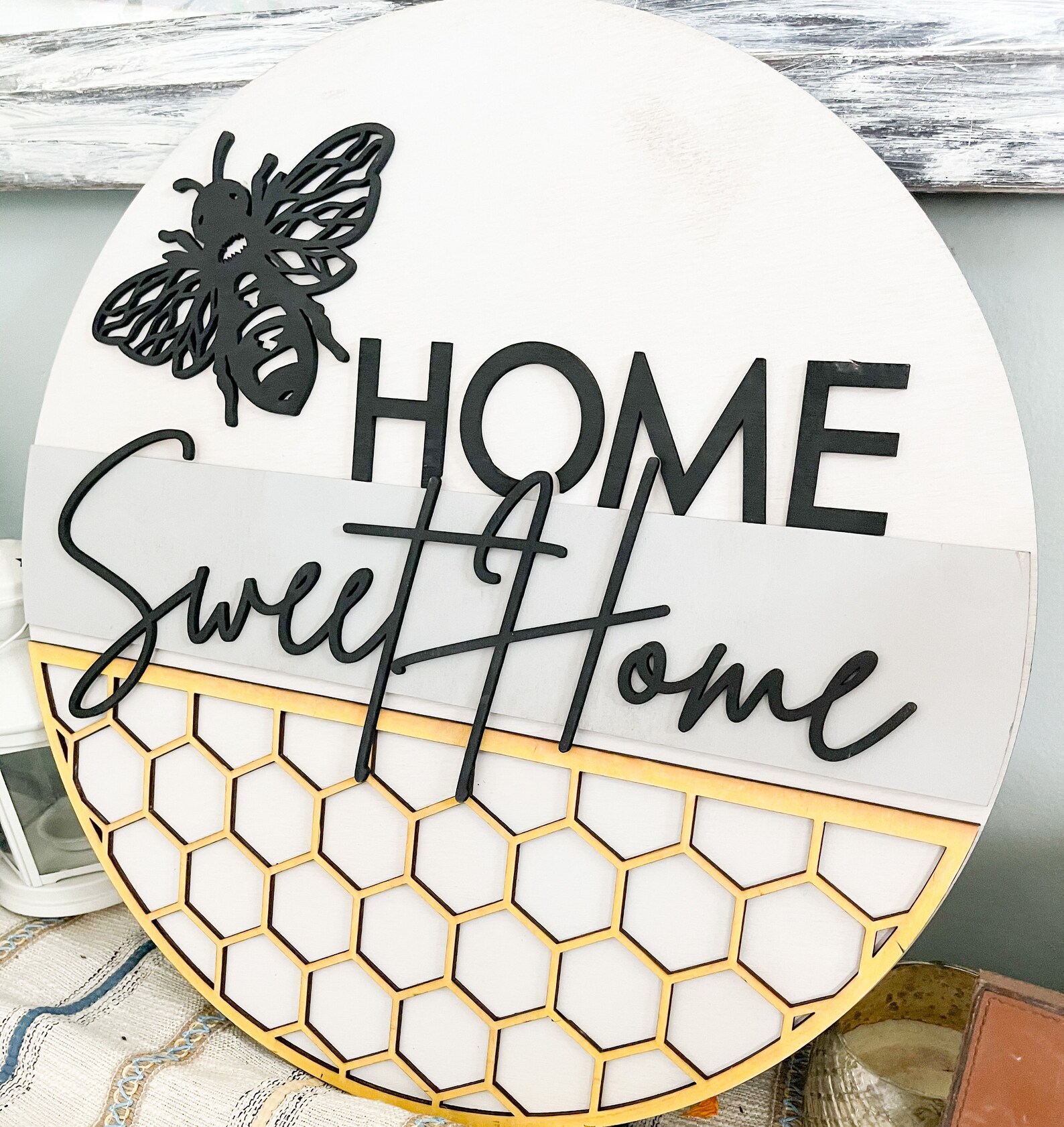 Home Sweet Home Honeycomb Round - Etsy