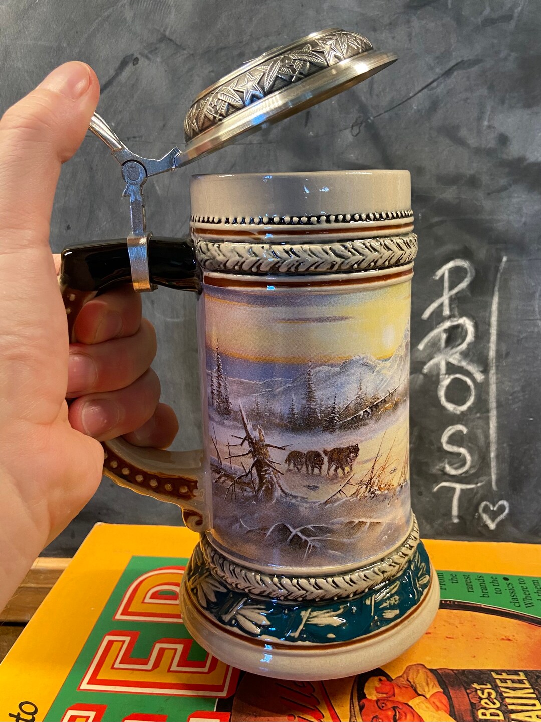 Timber Wolf Beer Stein Walter Leibel Wolf Art - Etsy