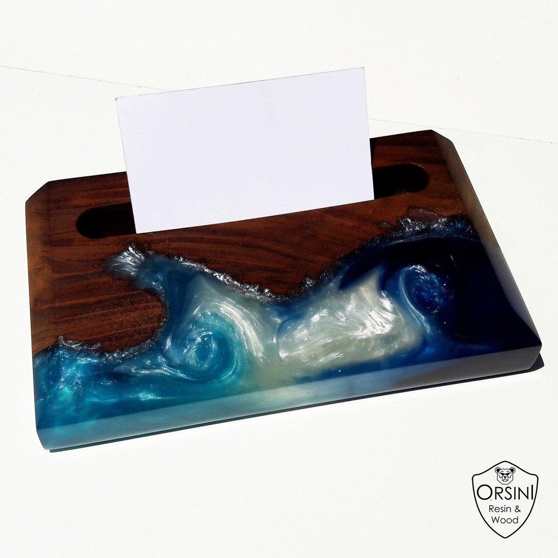 Resin and Wood Business Card Holder - Etsy
