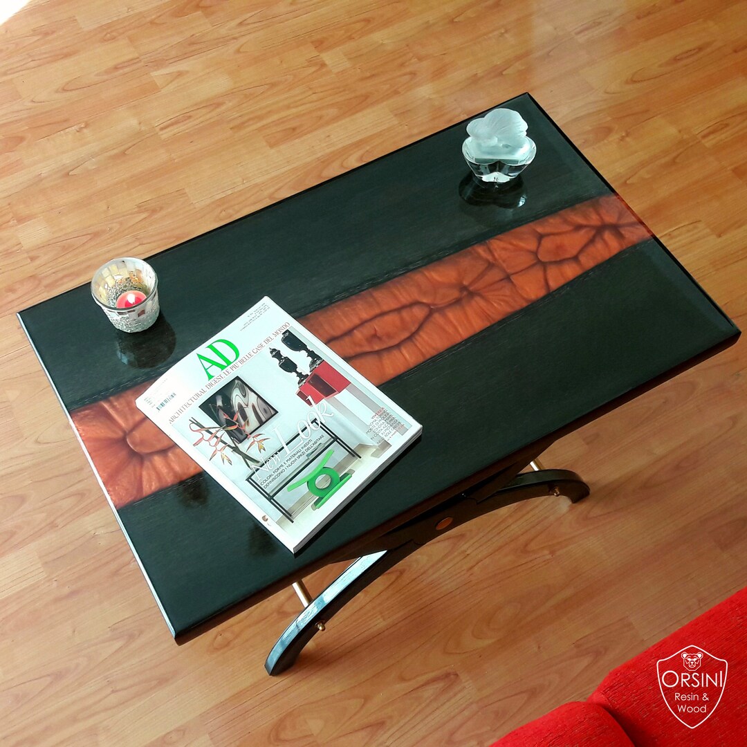 MAGMA Lounge Table in Chestnut and Resin - Etsy