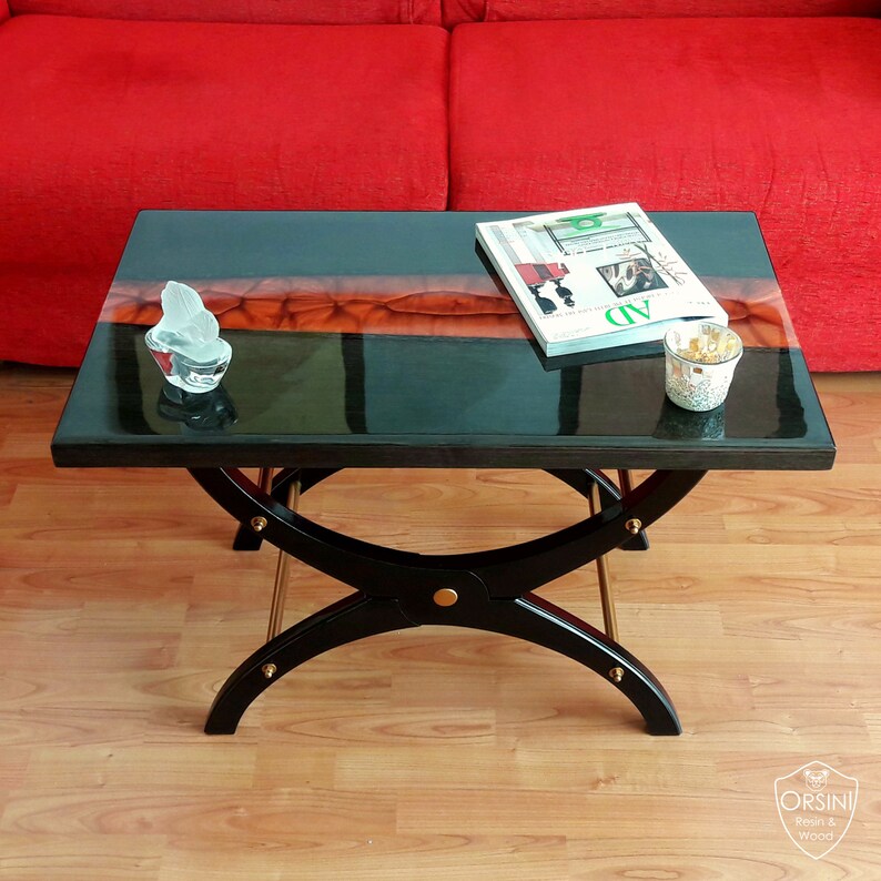 MAGMA Lounge Table in Chestnut and Resin - Etsy