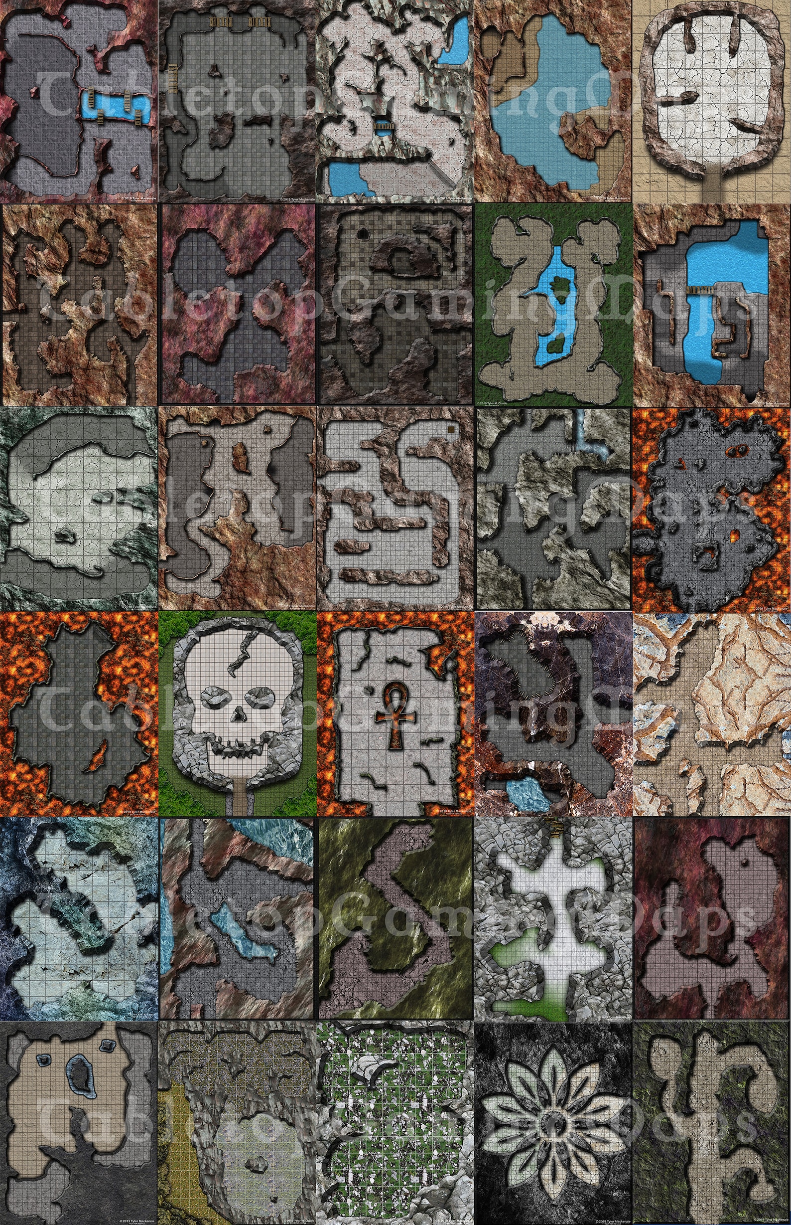 30 Cavern Battle Maps for Dungeons and Dragons, Pathfinder, and Other ...