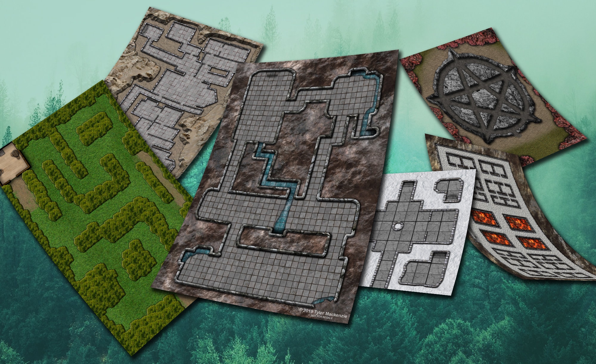 25 Dungeon and Pathway Battle Maps for Dungeons and Dragons, Pathfinder ...