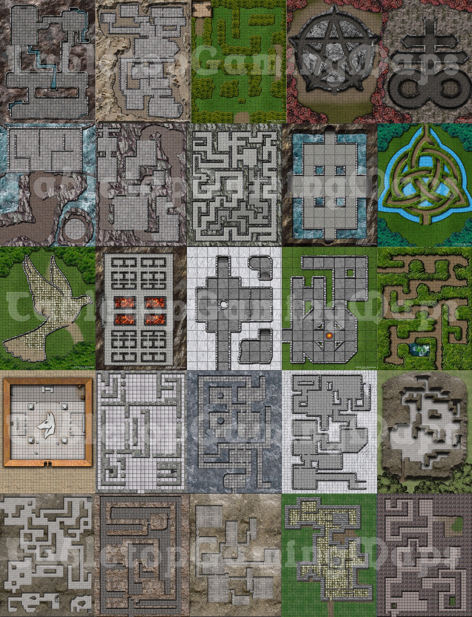 25 Dungeon and Pathway Battle Maps for Dungeons and Dragons, Pathfinder ...