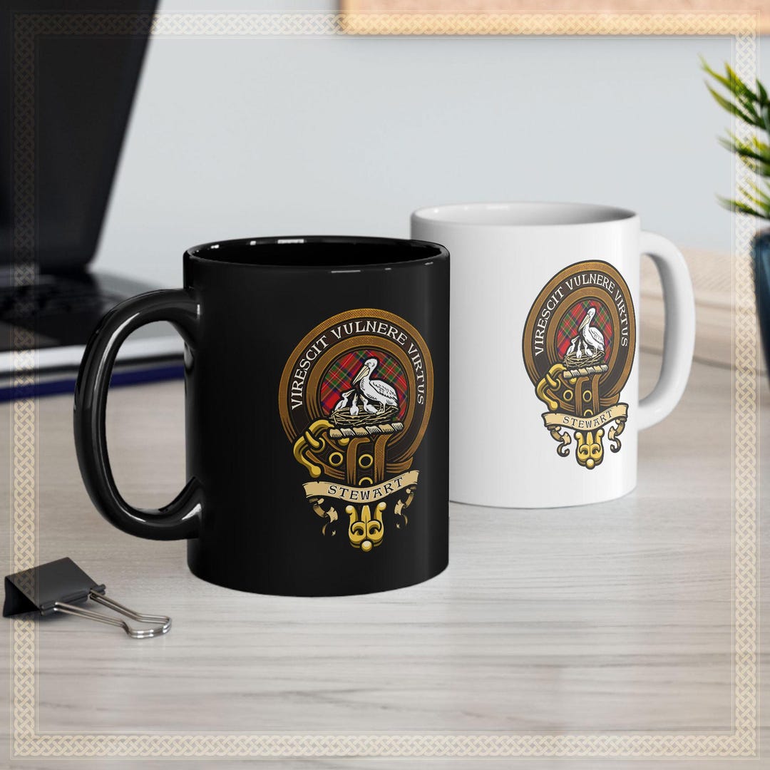Clan Stewart Scottish Heritage Clan Badge Mug – Family Crest & Tartan ...