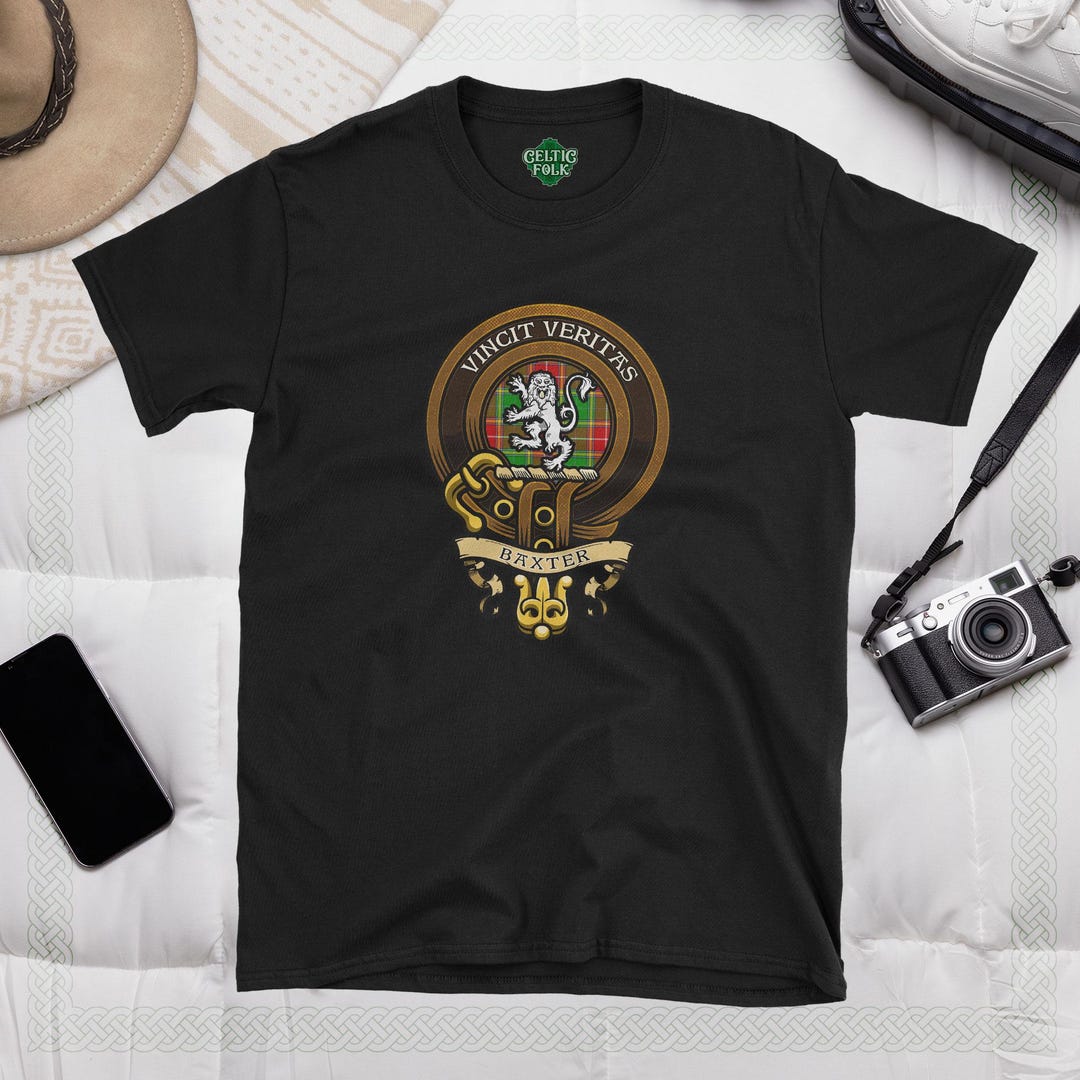 Clan Baxter Scottish Heritage Clan Badge Shirt – Family Crest & Tartan ...