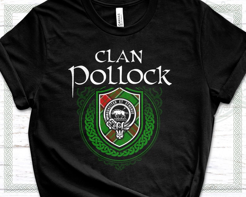 Clan Pollock Scottish Tartan T-shirt With Clan Crest Badge - Etsy