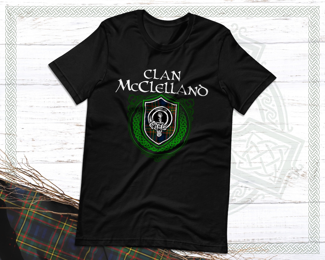 Clan Maclelland Scottish Tartan T-shirt With Clan Crest Badge, Motto ...