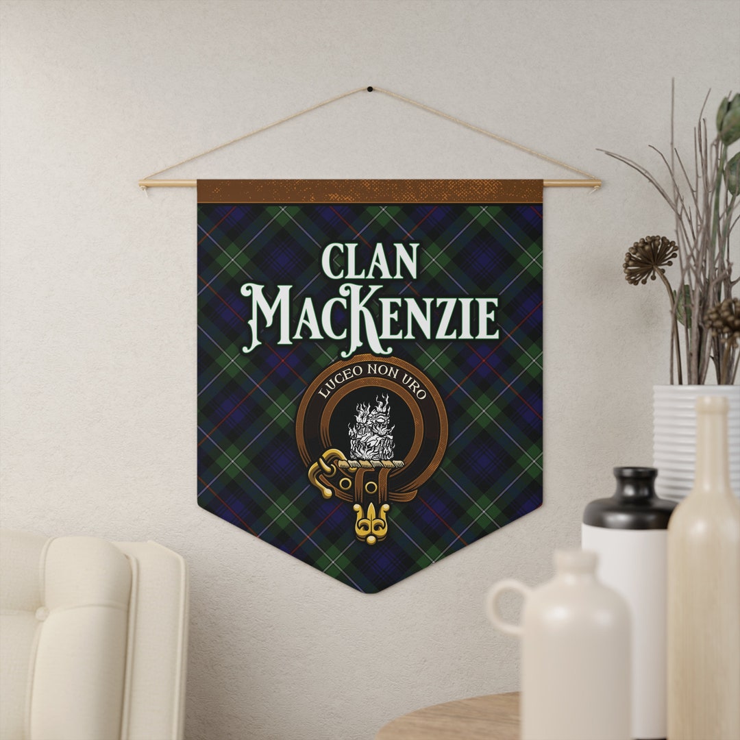 Mackenzie Clan Tartan Pennant Banner, Scottish Family Crest Wall Art - Etsy