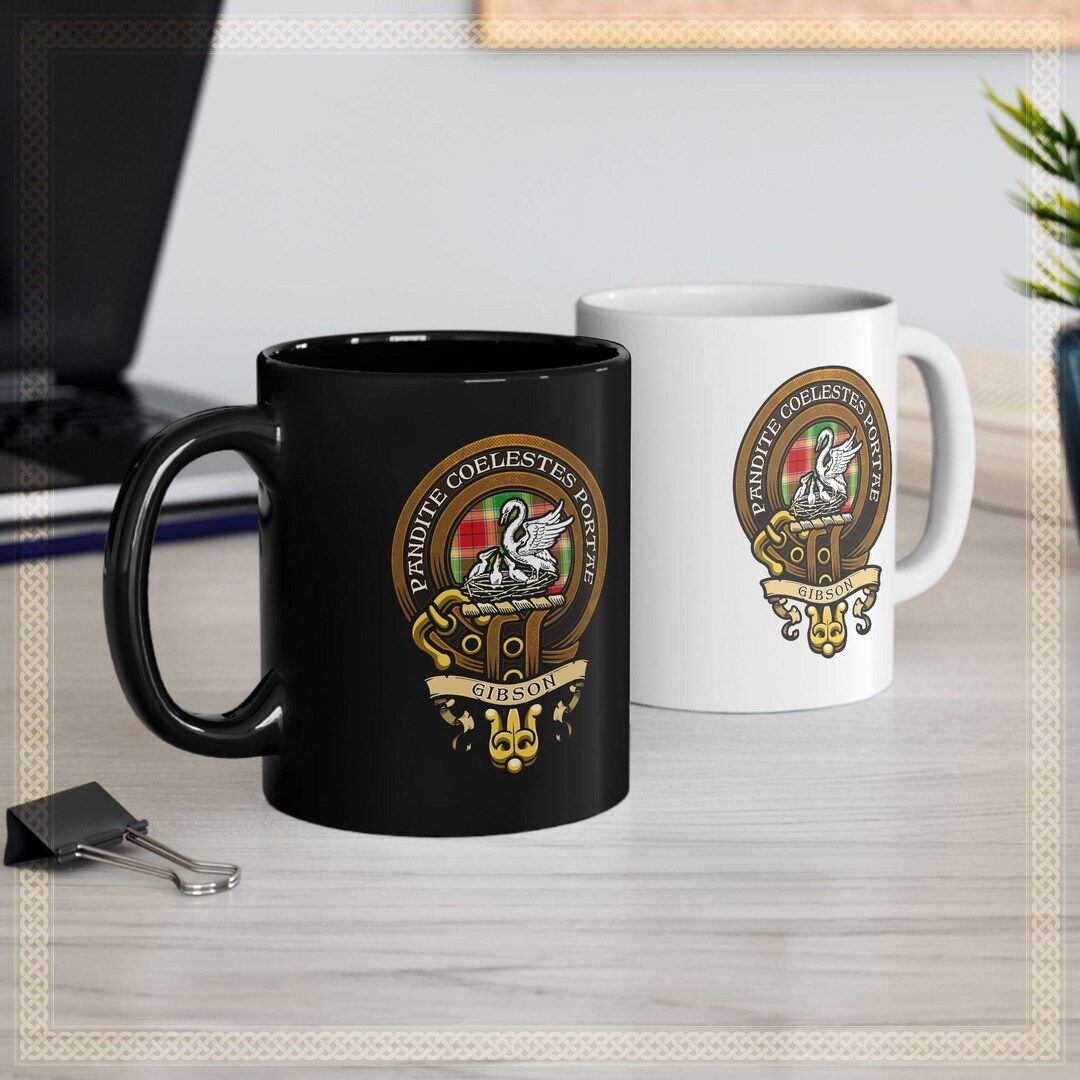 Clan Gibson Scottish Heritage Clan Badge Mug – Family Crest & Tartan ...
