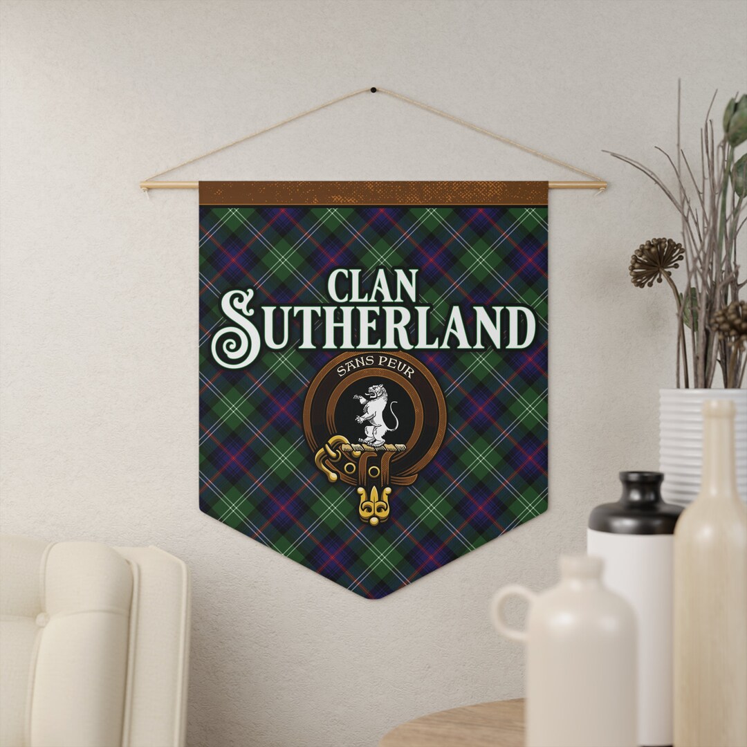 Sutherland Clan Scottish Tartan Pennant Banner, Sutherland Family ...